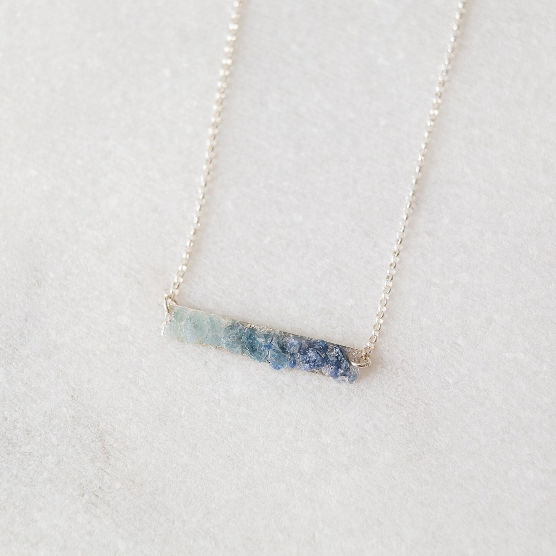 Blue Ombre Necklace, Multi Gemstone Jewelry, Aquamarine, Kyanite and ...