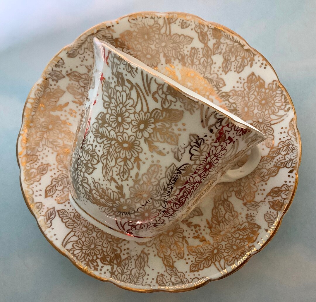 Colclough Allover Gilt Chintz Duo, Vintage H.J.Colclough Teacup and ...