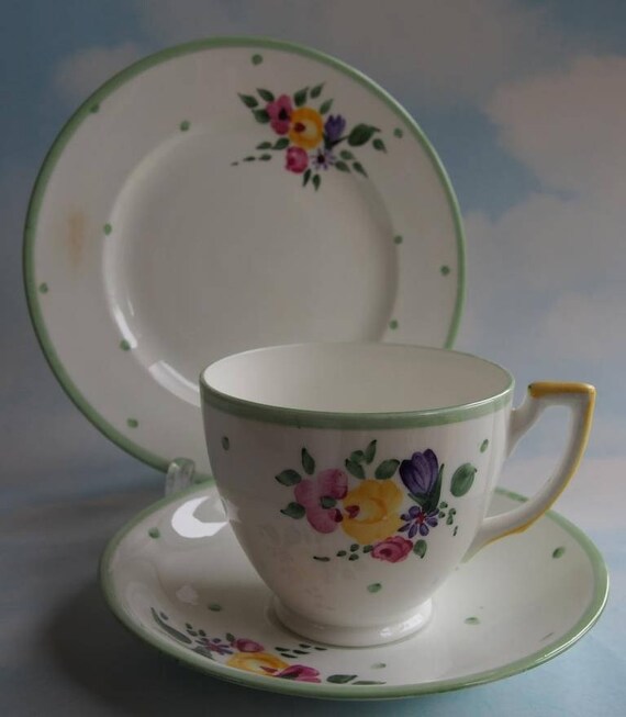 Melba China Handpainted Trio Vintage Cup Saucer Side Plate | Etsy