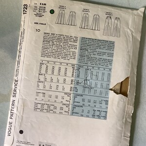 Vogue Pattern 1723, Misses Skirt and Pants, Size 10, Circa1986, Pattern ...