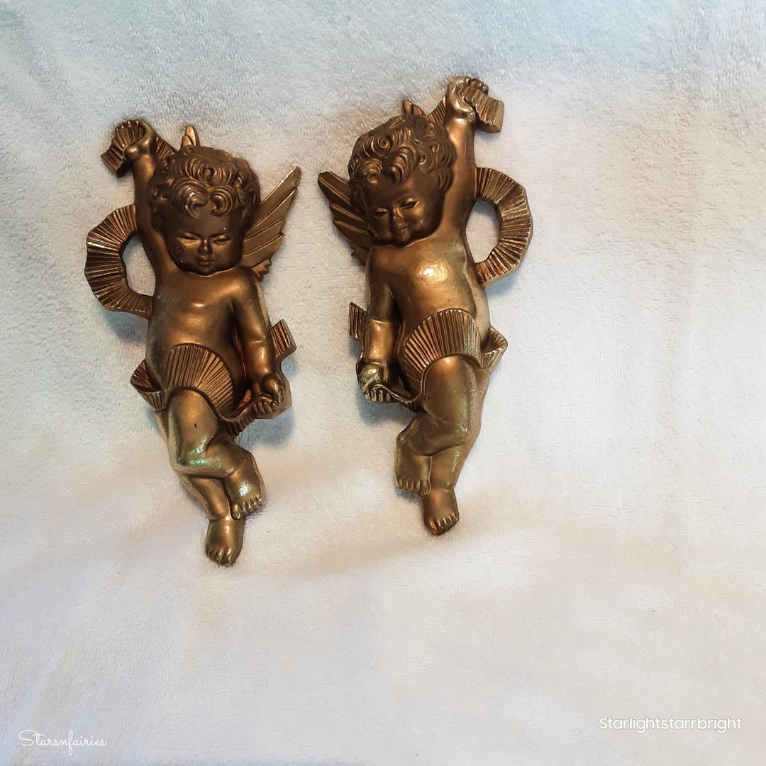 GOLD Vintag Cherub Set, Beautiful Vintage Gold Angels Decor, Antique ...