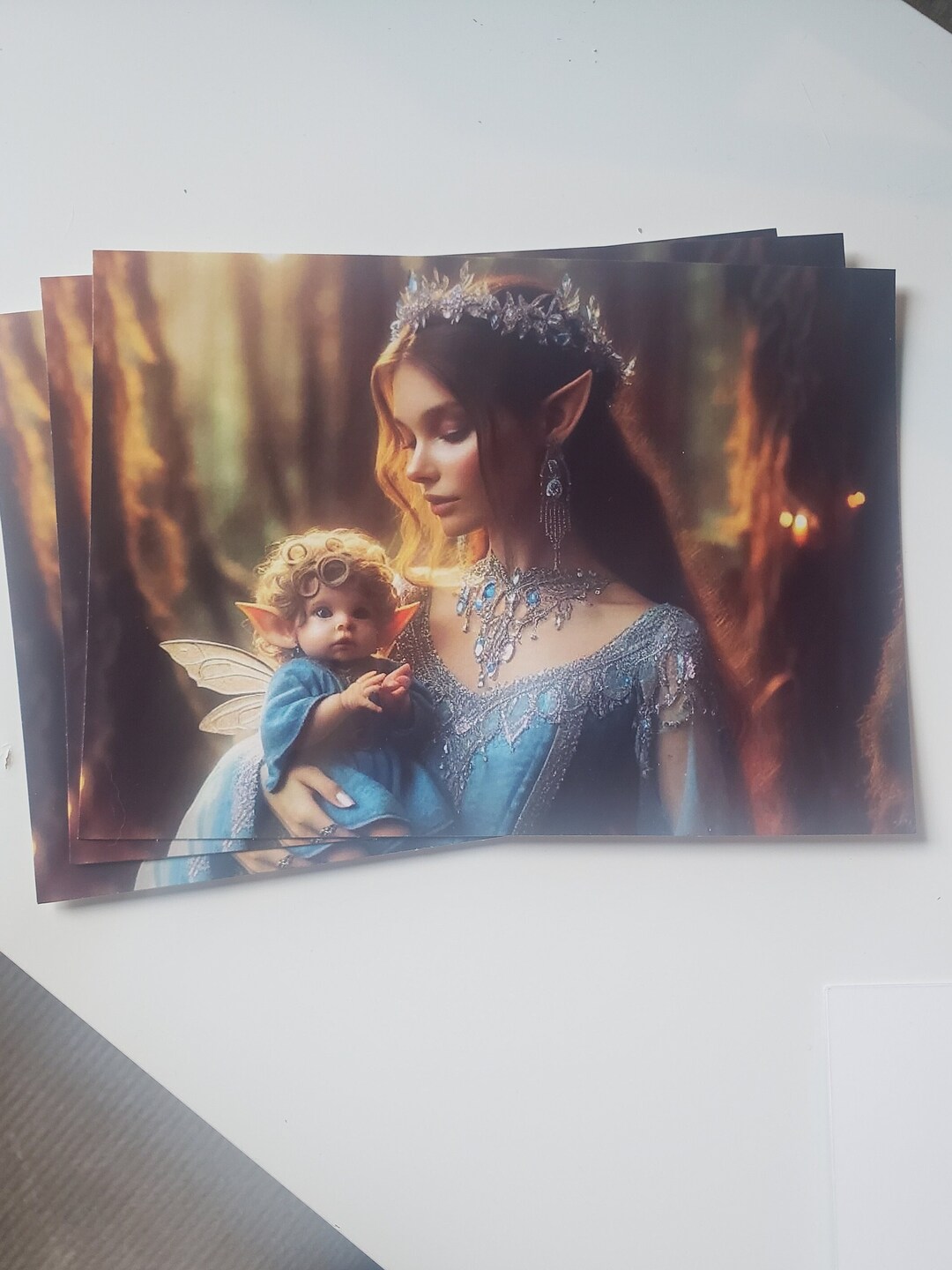 Mother and Child Postcard, Beautiful Elf Maiden With Baby, Dressed in ...