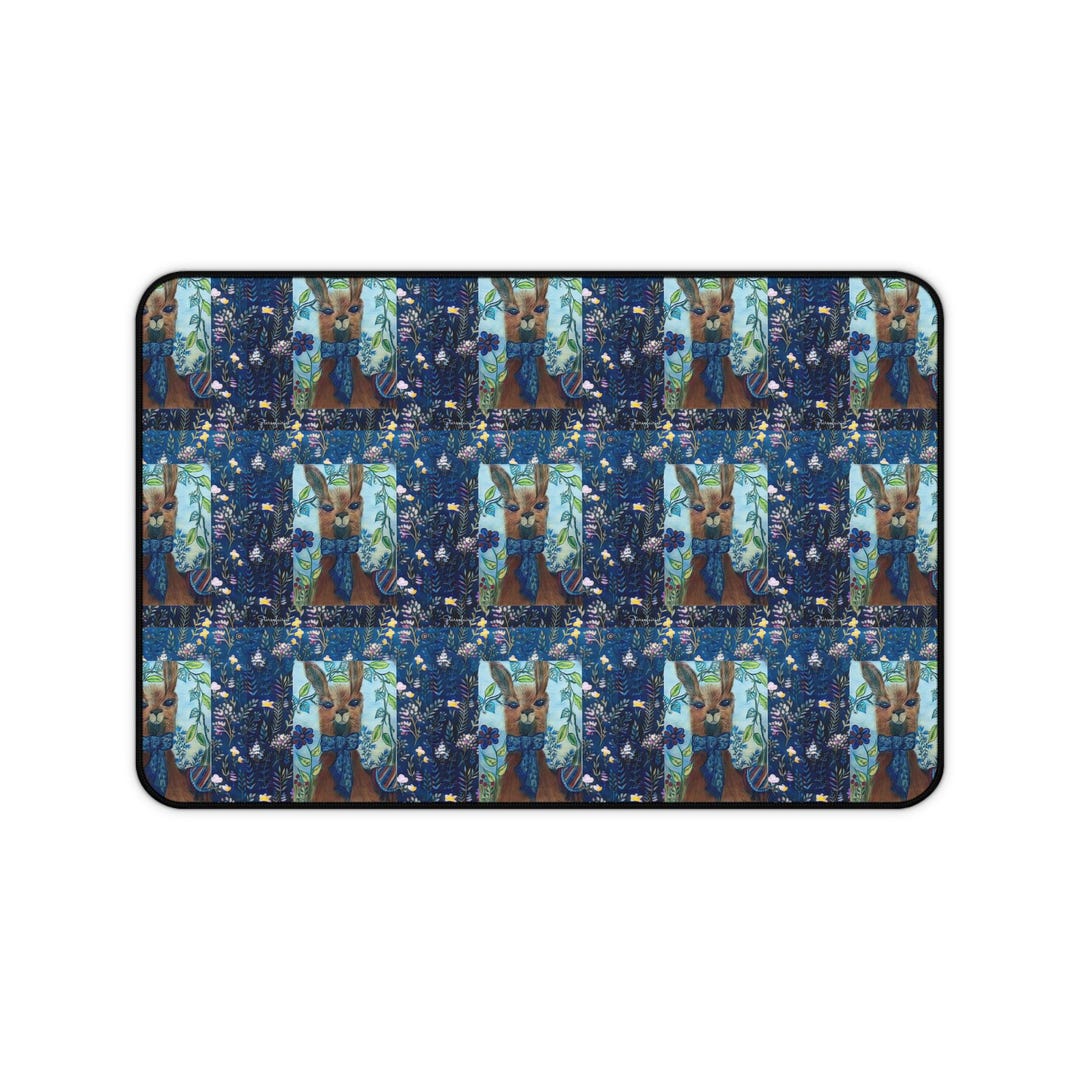 Llama Desk Mat, Blue Floral Mouse Pad, Hand Drawn Print, Whimsical ...