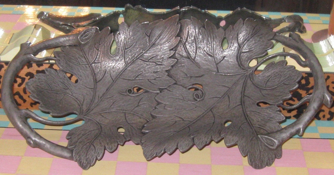 Artale Pewter Whimsical Leaf Pattern Platter - Etsy