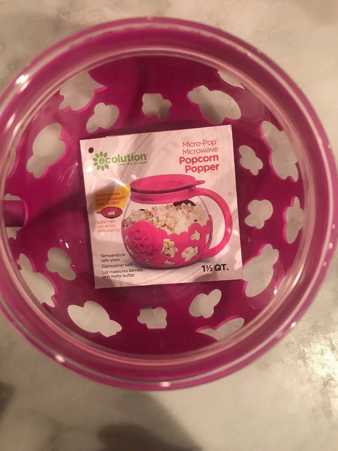 Nib Epoca Micro-pop Popcorn Popper 1.5 Quart Temperature Safe Glass ...