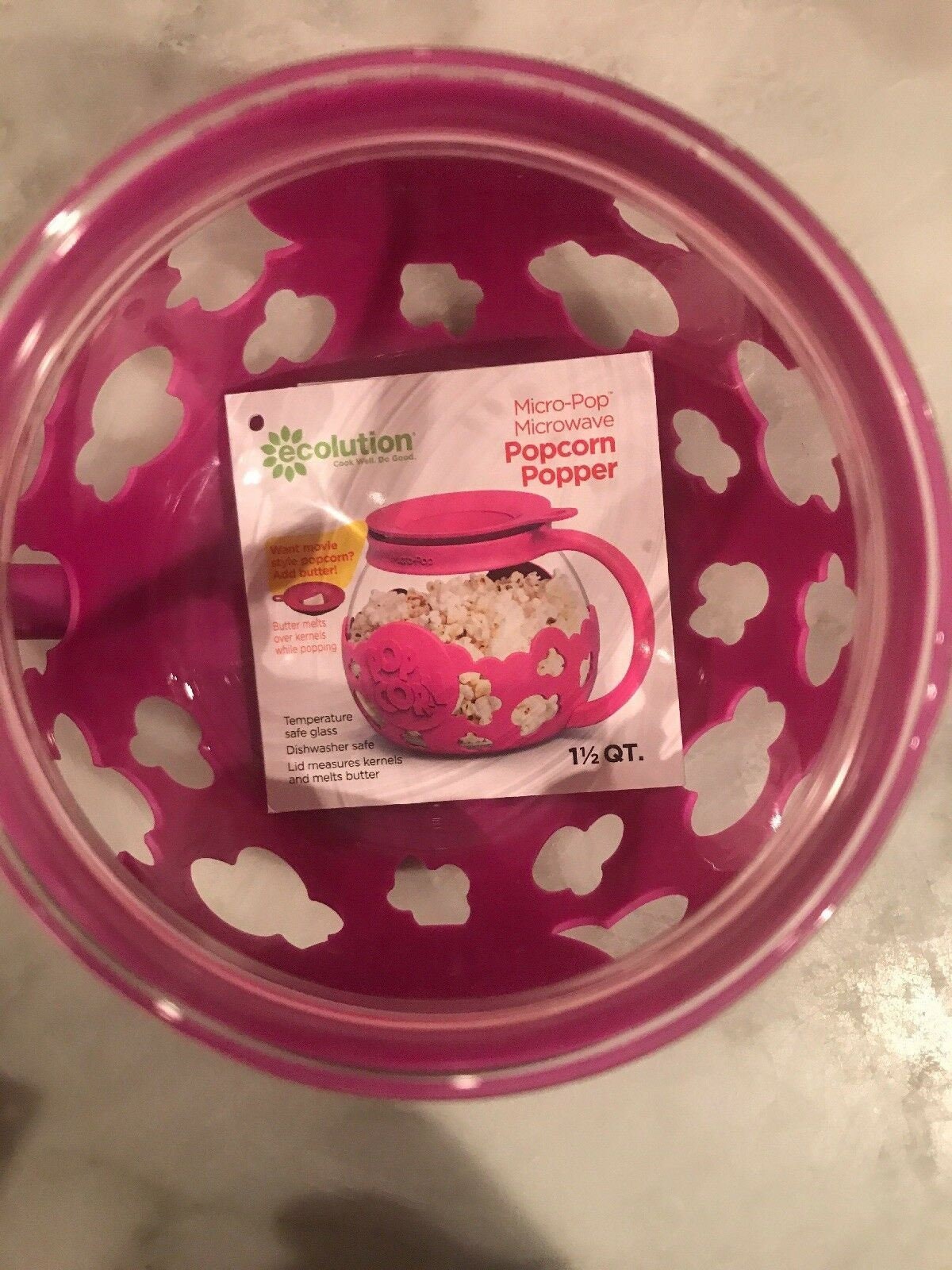 Nib Epoca Micro-pop Popcorn Popper 1.5 Quart Temperature Safe Glass ...