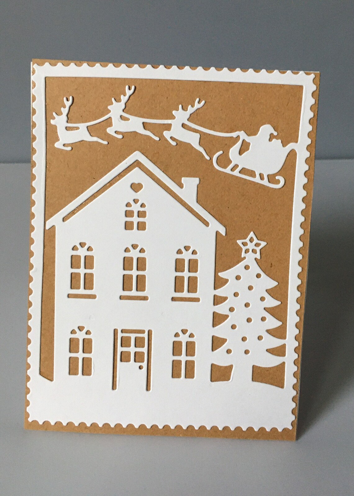 Santa and Reindeer Christmas Card Set of 6 - Etsy