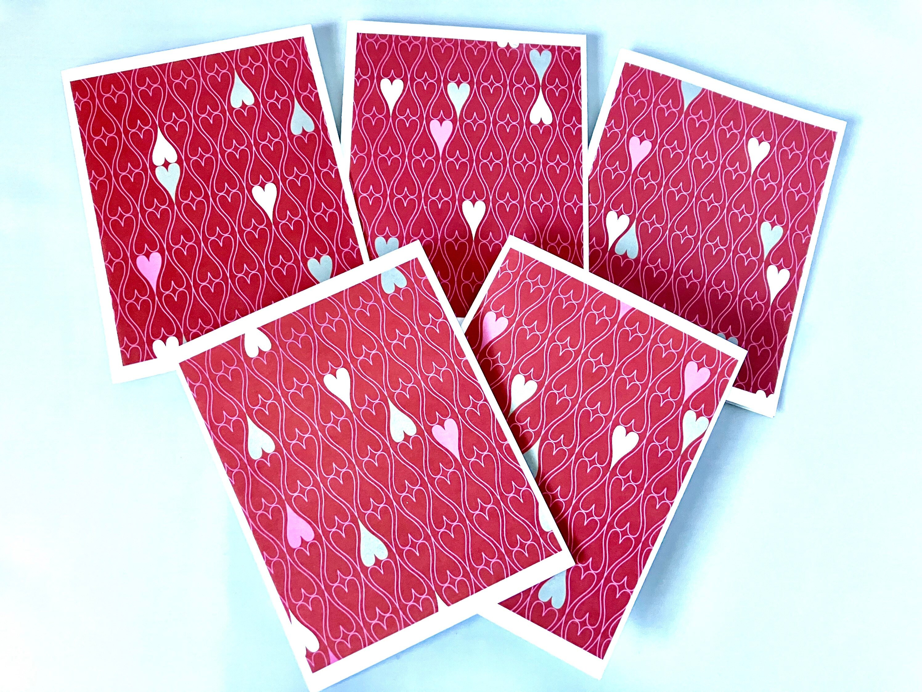 Multi Color Hearts Valentine Cards Set of 8 - Etsy
