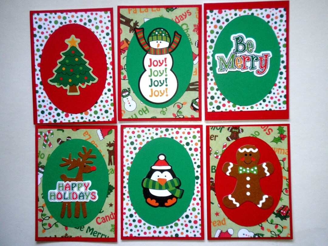 Christmas Mini Note Cards Gift Tags Set of 6 - Etsy