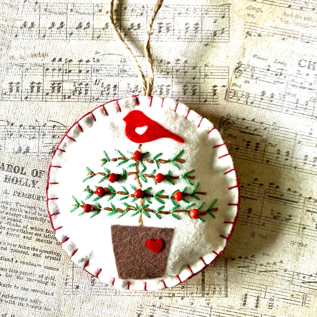 Rustic Red Bird Atop a Tree Christmas Ornament - Etsy