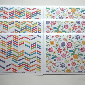 Flower Print and Chevron Print Note Cards Set of Six With White ...