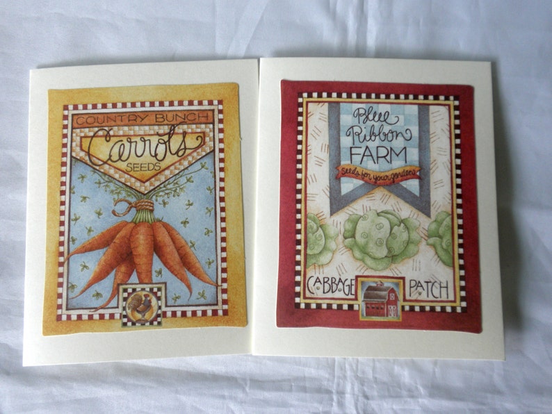 SPRING SEED PACKETS Debbie Mumm Print Note Cards Set of Six With White ...