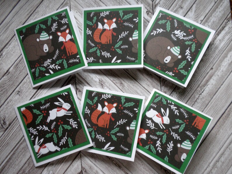 WOODLAND ANIMALS Mini Note Cards Gift Cards Set of 12 - Etsy