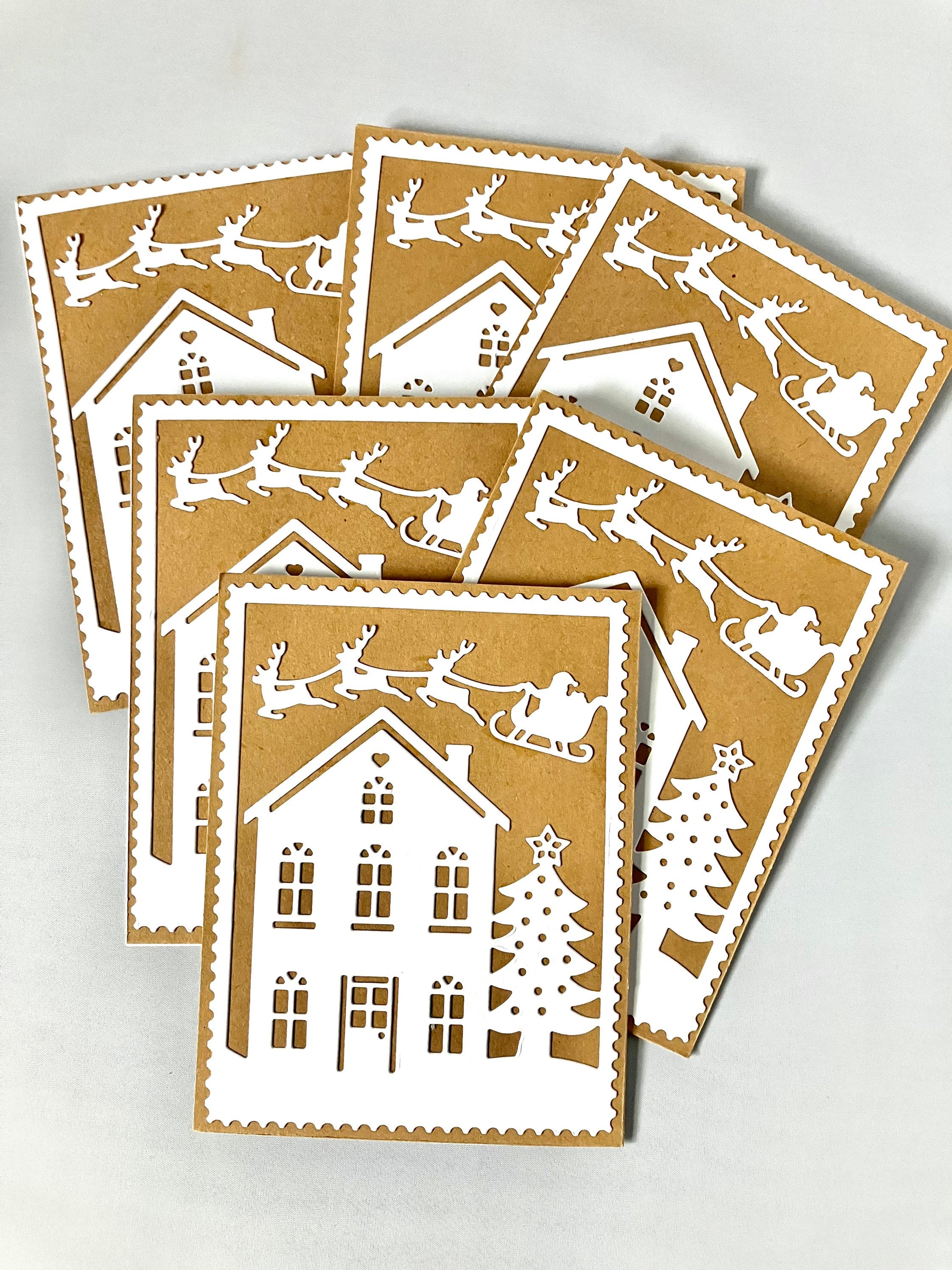 Santa and Reindeer Christmas Card Set of 6 - Etsy