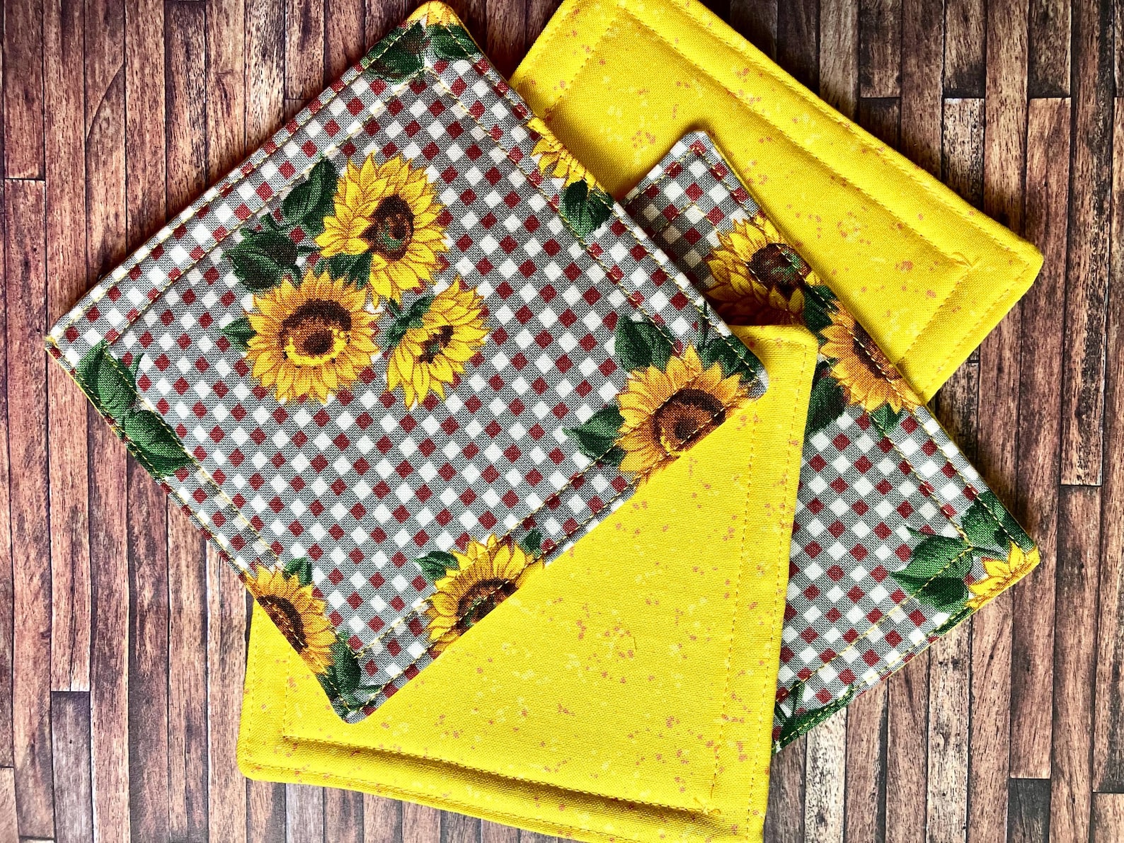 Sunflower Reversible Print Coasters Set of Four - Etsy