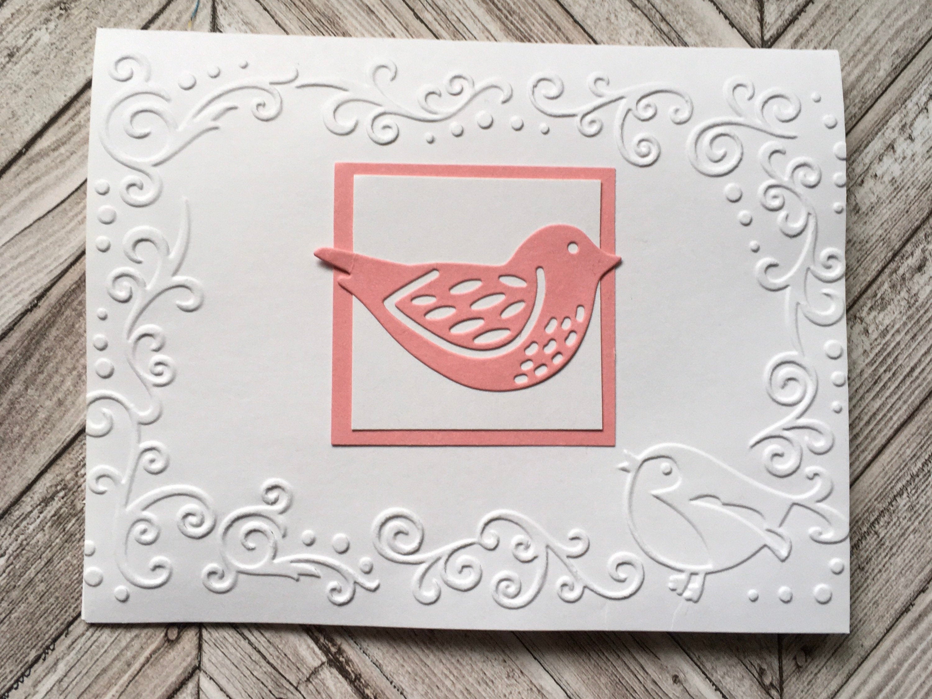 EMBOSSED EDGE Note Cards With Die Cut Pink Bird Set of 6 - Etsy
