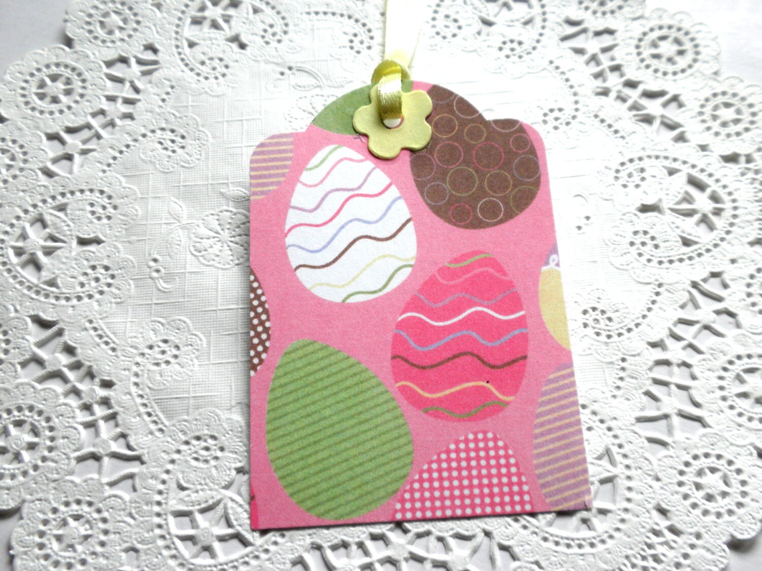 Easter Egg Gift Tags With Yellow Ribbon Set of 12 | Etsy