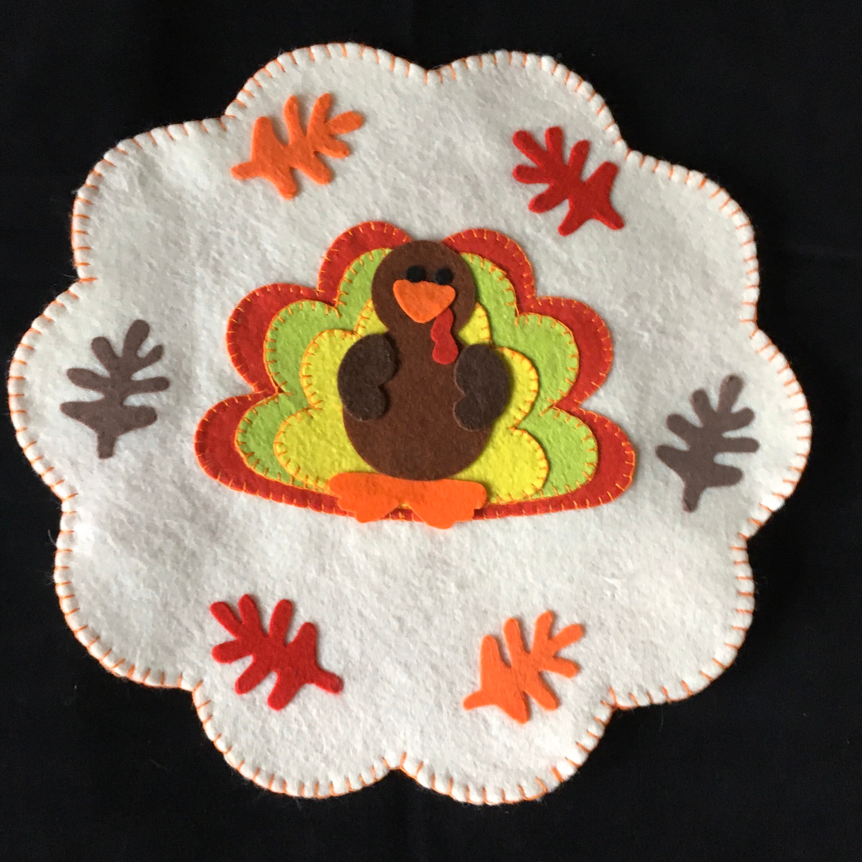 THANKSGIVING TURKEY Felt Table Topper Candle Mat Holiday Penny Rug - Etsy