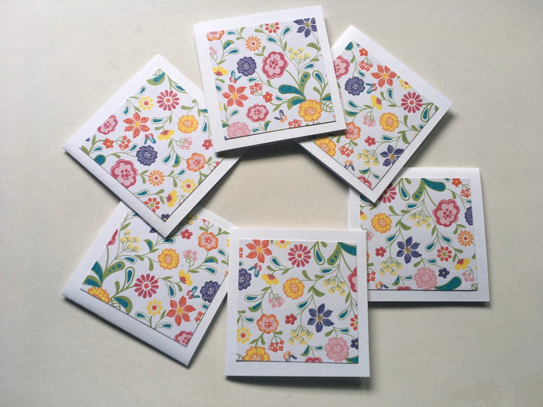 FLORAL Pattern Mini Note Cards 3 X 3 Set of 12 - Etsy