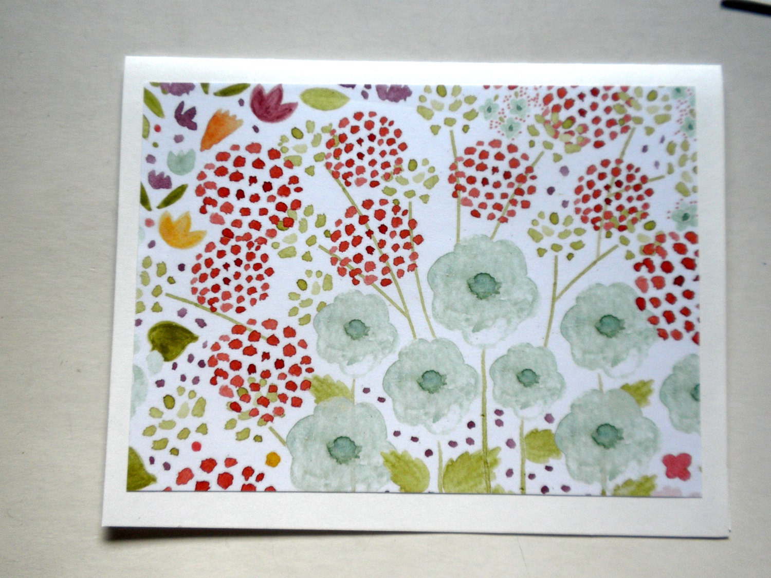 WATERCOLOR FLOWERS Print Note Card Set of Six - Etsy