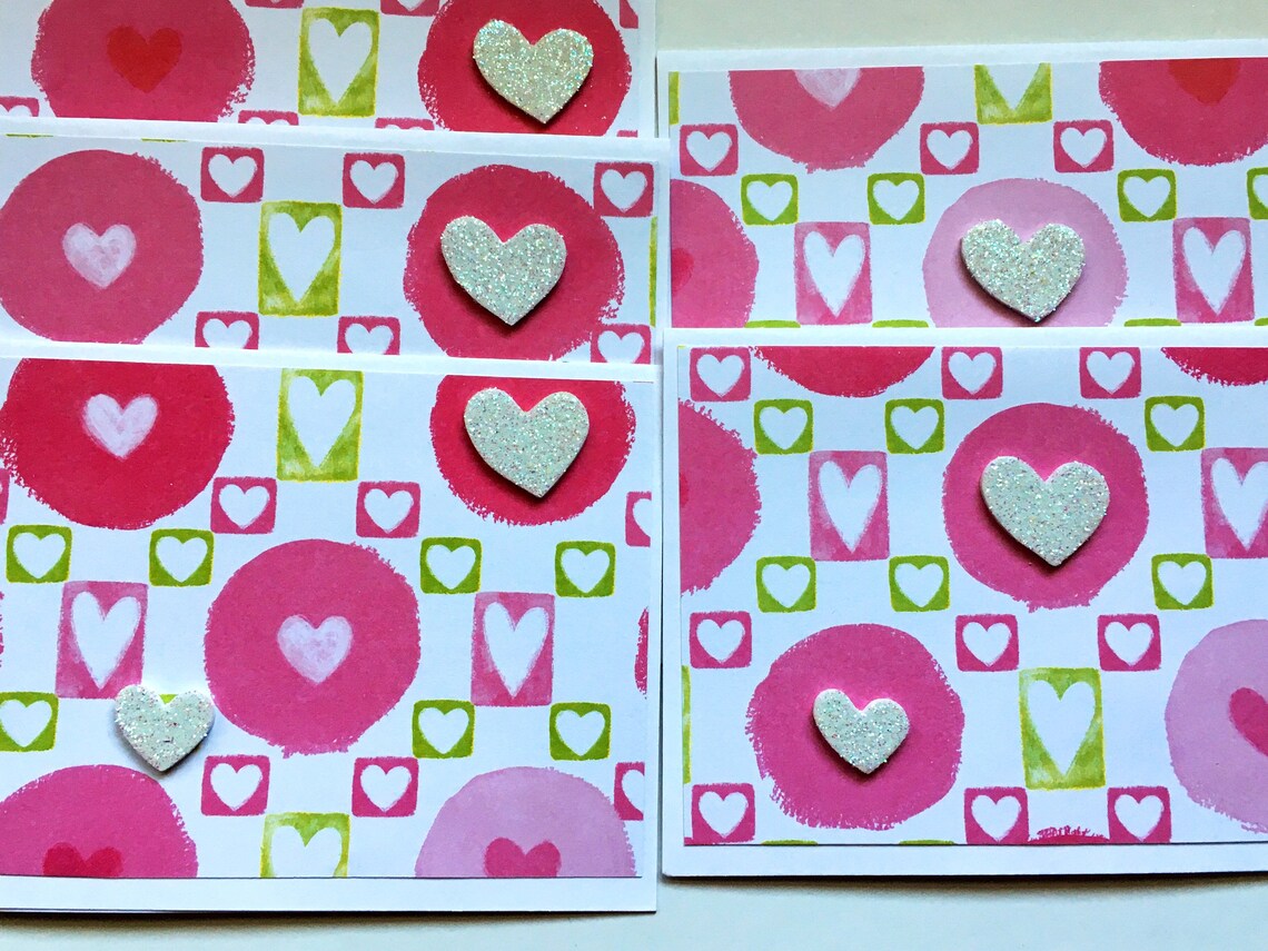 VALENTINE HEART Note Cards Set of Five - Etsy