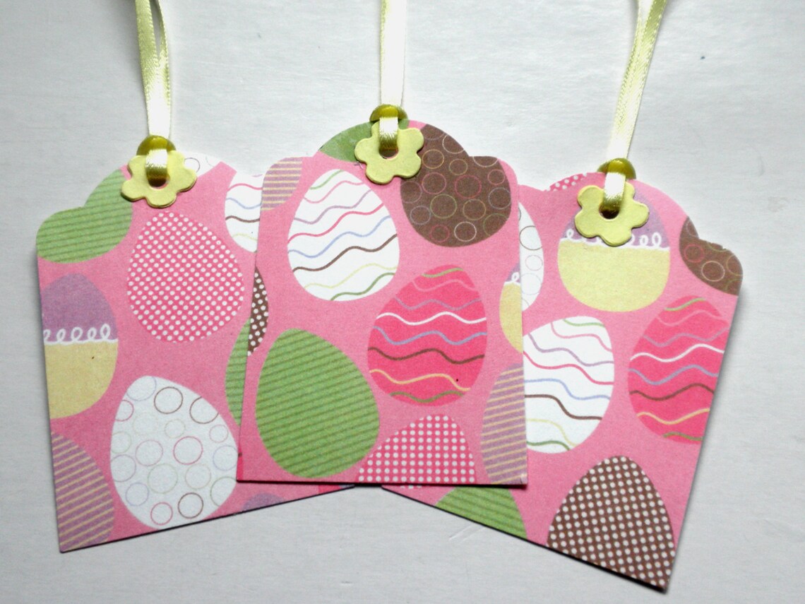 Easter Egg Gift Tags With Yellow Ribbon Set of 12 - Etsy