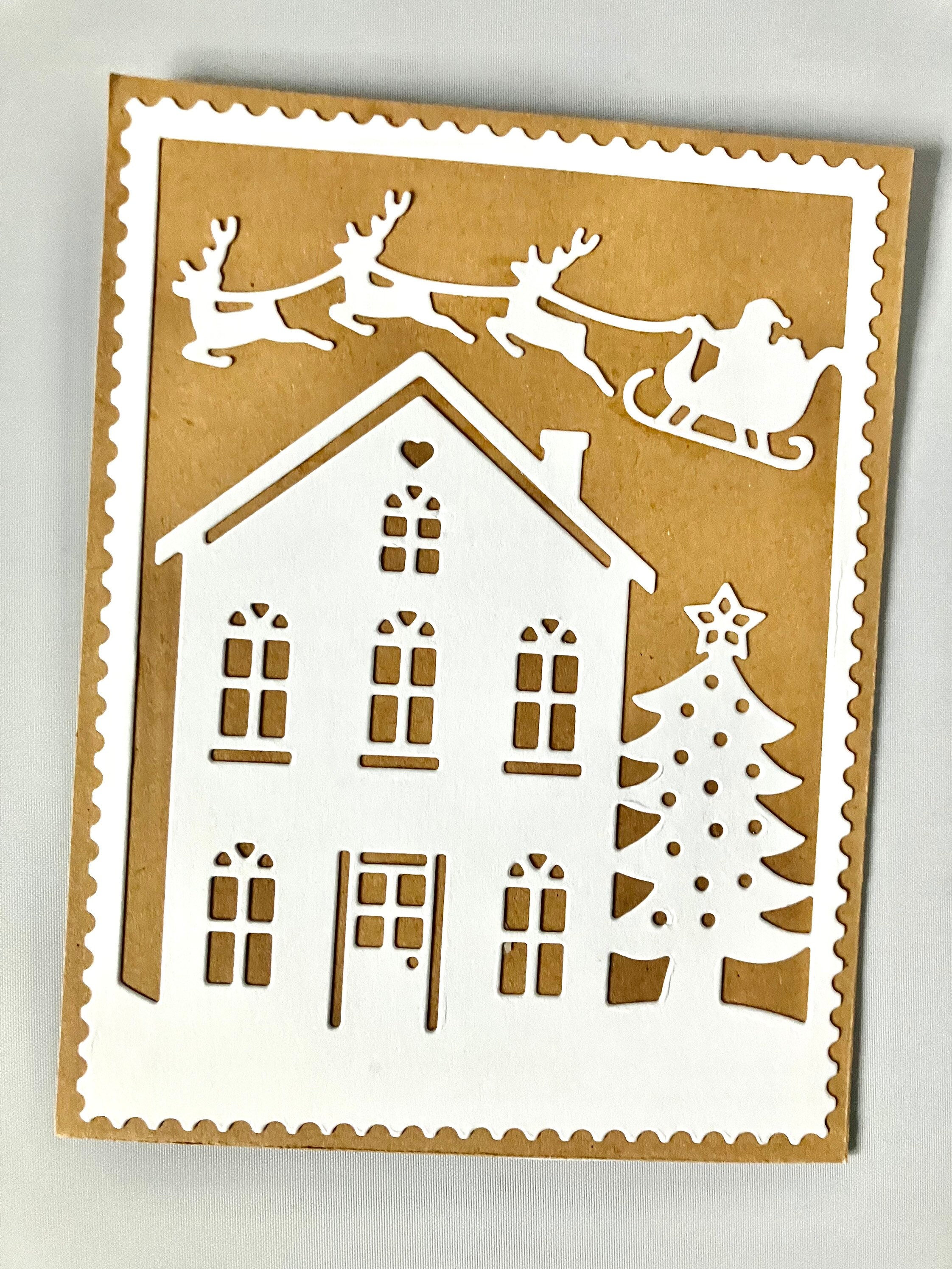 Santa and Reindeer Christmas Card Set of 6 - Etsy