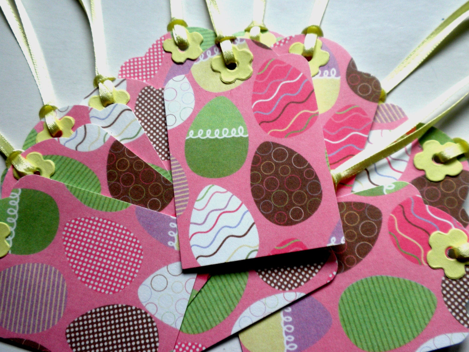 Easter Egg Gift Tags With Yellow Ribbon Set of 12 | Etsy