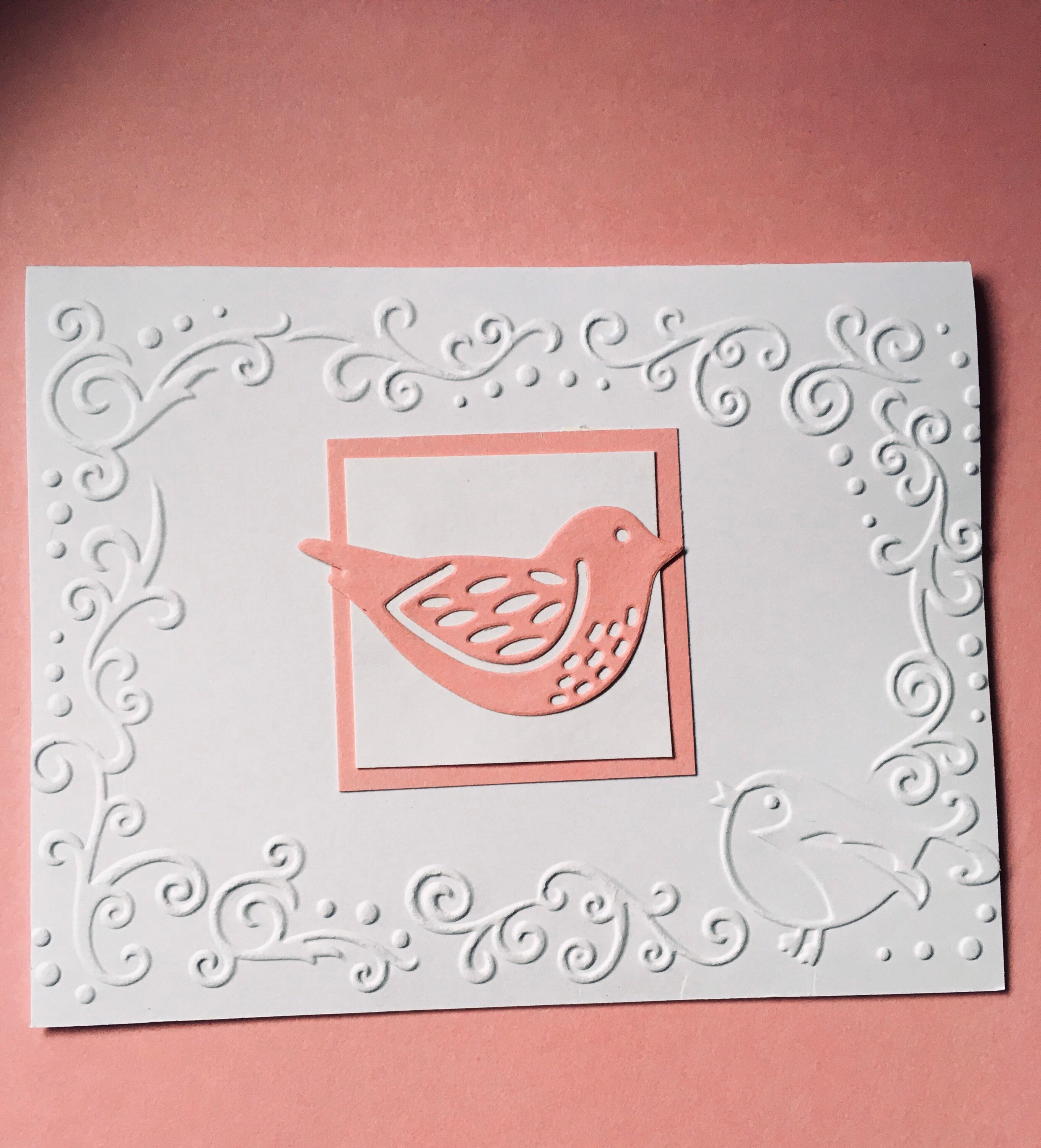 EMBOSSED EDGE Note Cards With Die Cut Pink Bird Set of 6 - Etsy