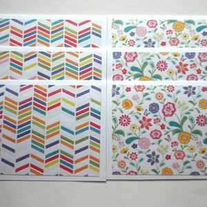 Flower Print and Chevron Print Note Cards Set of Six With White ...