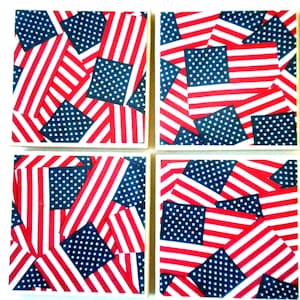 AMERICAN FLAG Ceramic Tile Coasters Set of 4 - Etsy