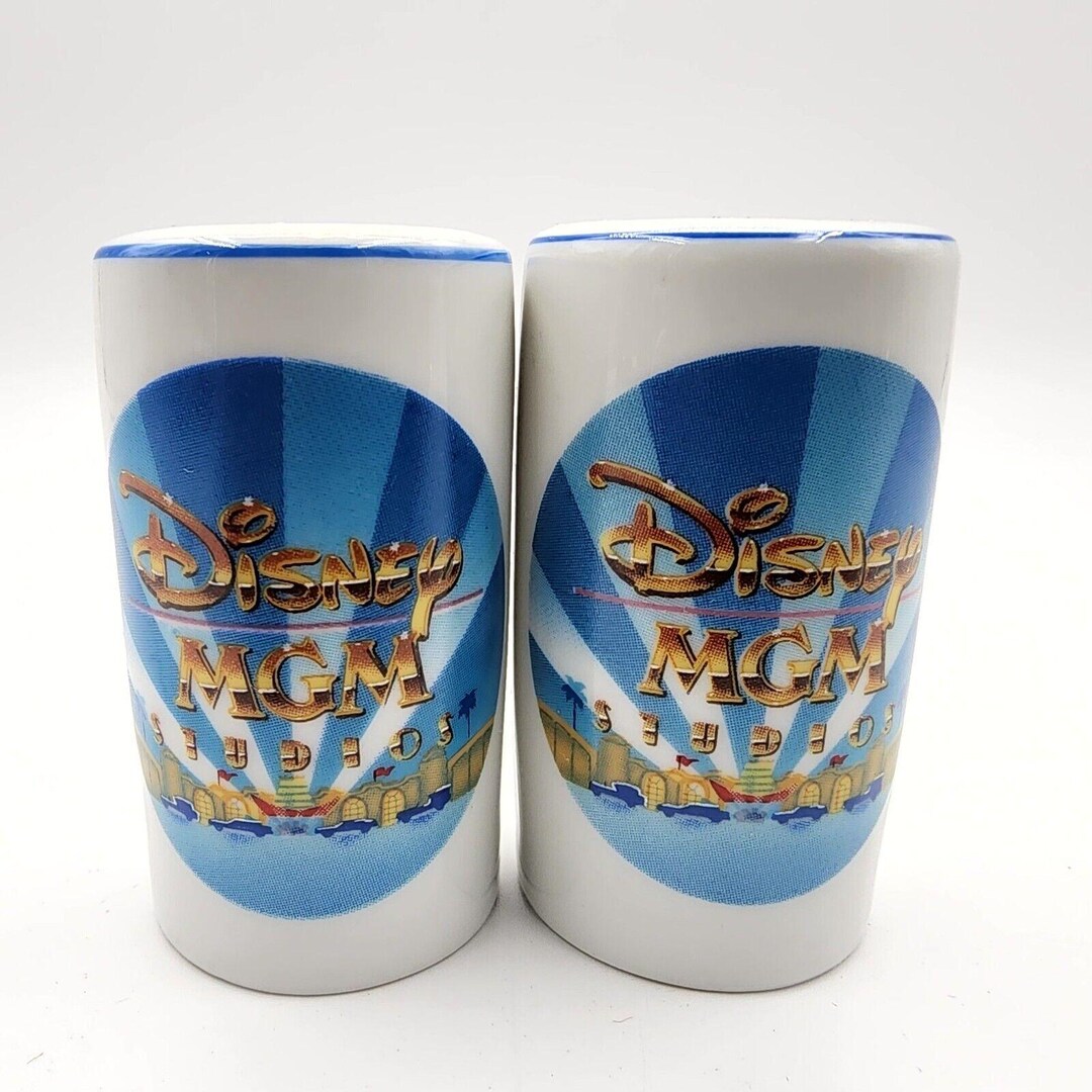 Vintage Disney MGM Studios Salt & Pepper Shakers Set 1987 White Blue 3 ...