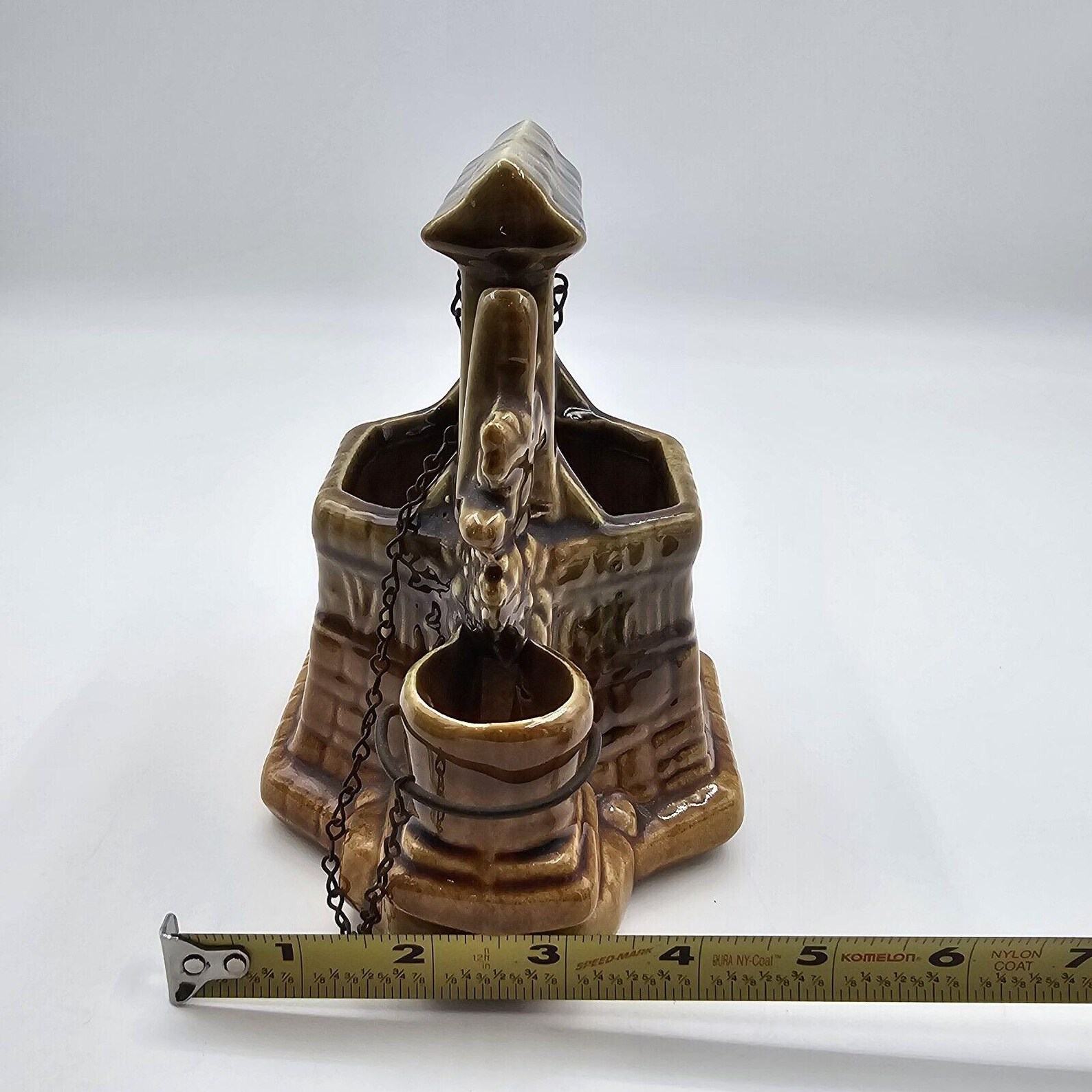 Vintage Mccoy Pottery Wishing Well Planter Flower Pot W Chain Brown USA ...