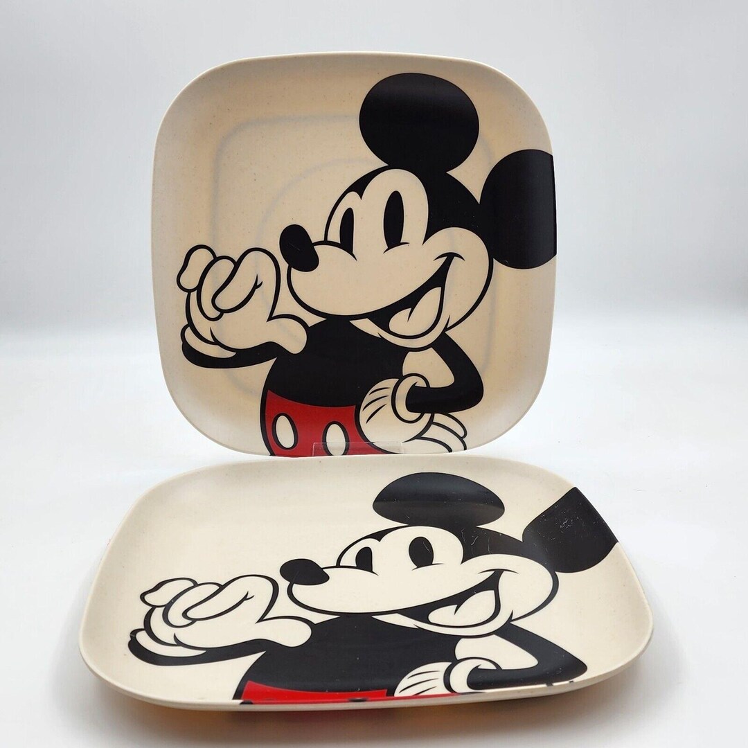Disney Mickey Mouse Dinner Plates Square Kids Beige Black Red 10 in Lot ...