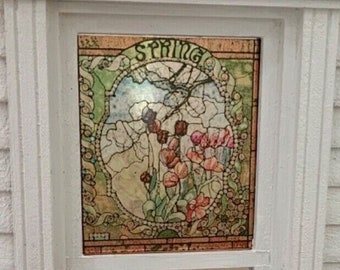 Dollhouse Miniature - Victorian Style Flower Scroll Stained Glass ...