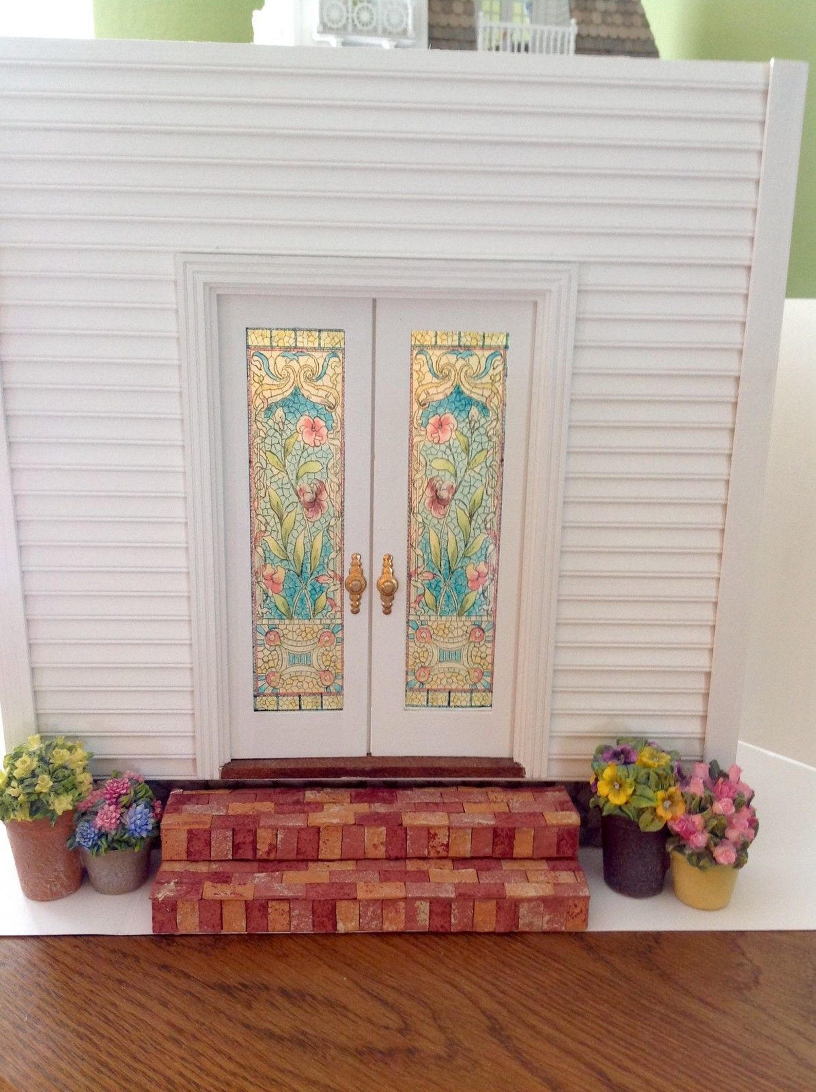 Dollhouse Miniature Floral Stained Glass French Door Decals | Etsy