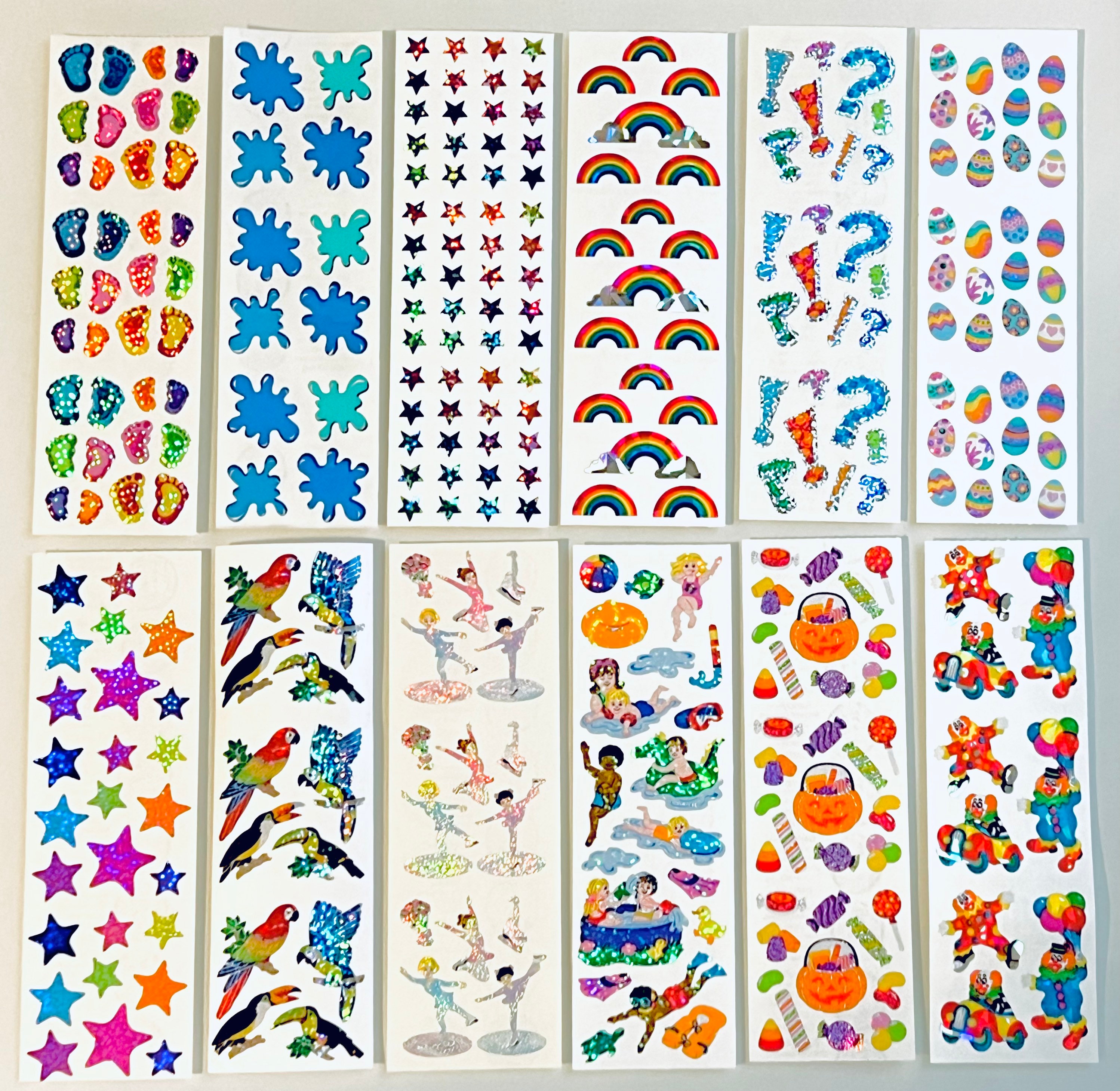 Vintage Rare Sandylion Sticker Strips. Feet, Water Drops, Stars ...