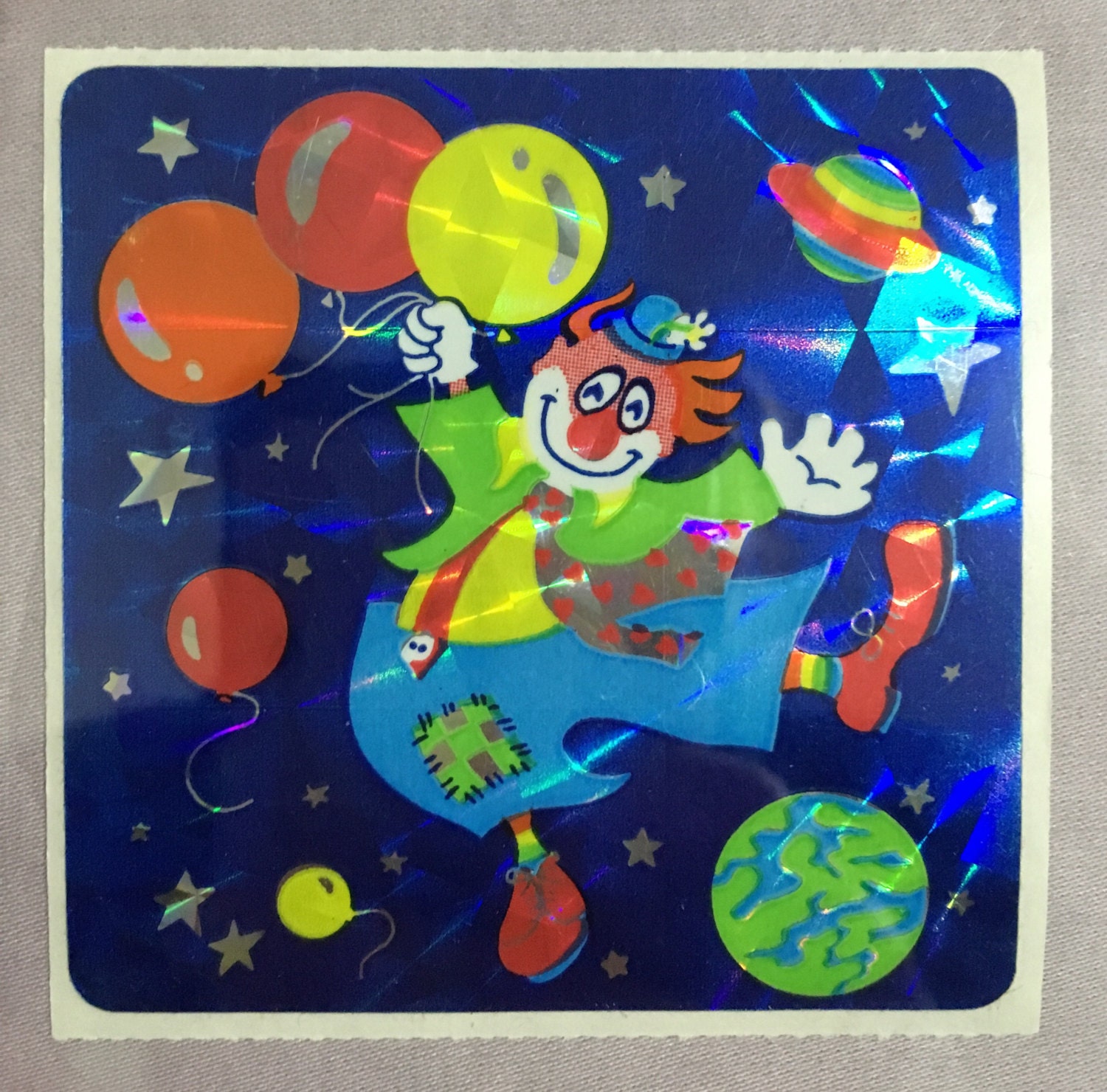 Prismatic Vintage Clown Sticker. Party Balloons Clown - Etsy