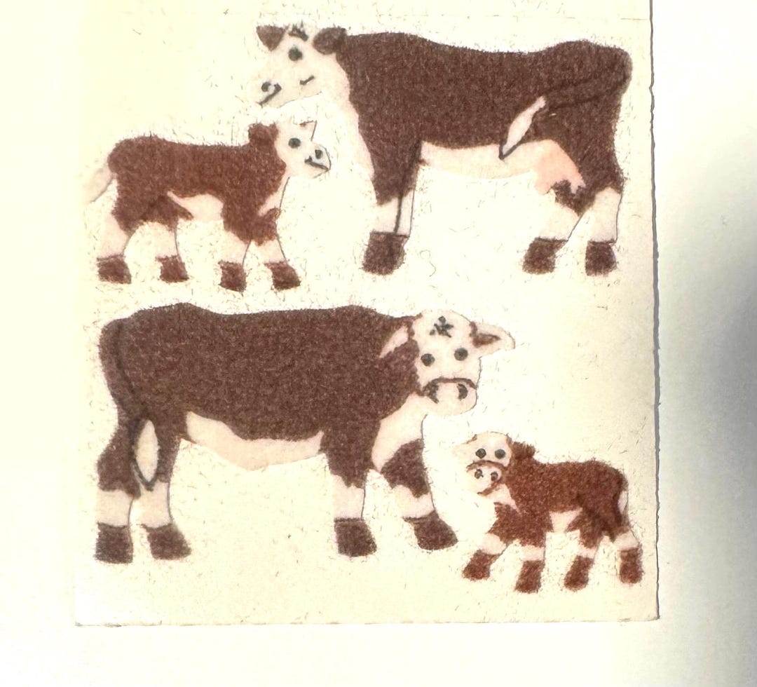 Vintage Rare Sandylion Fuzzy Cow Stickers - Etsy