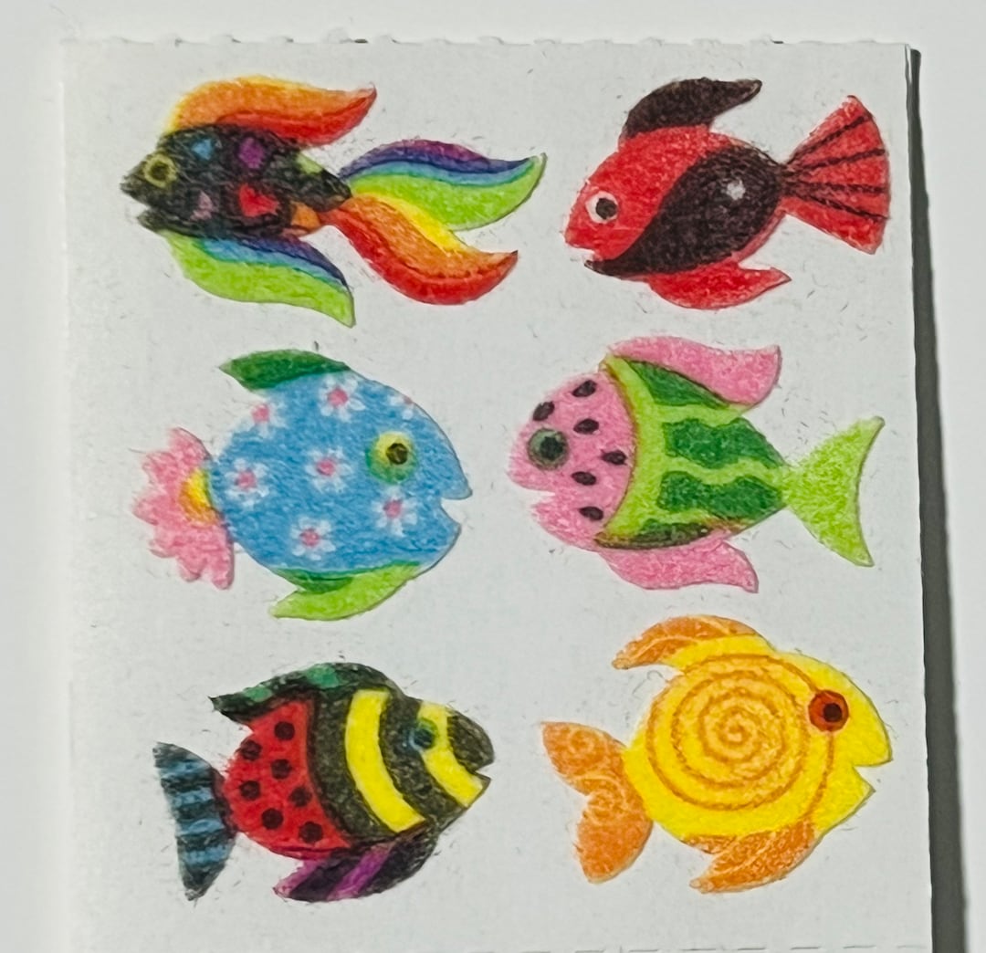 Vintage Rare Sandylion Fuzzy Rainbow Tropical Fish Stickers - Etsy