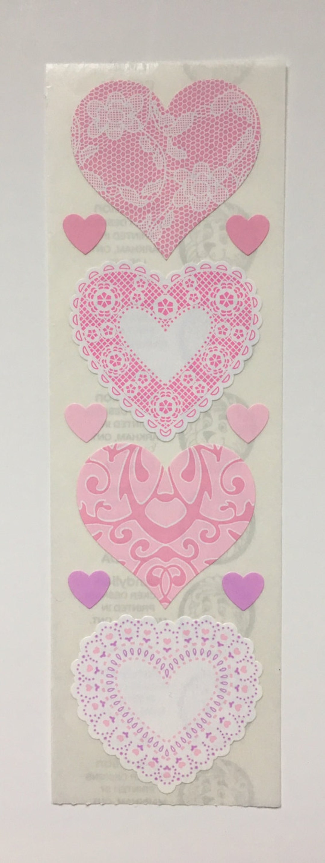 Vintage Sandylion Pink Lace Heart Sticker Strip - Etsy