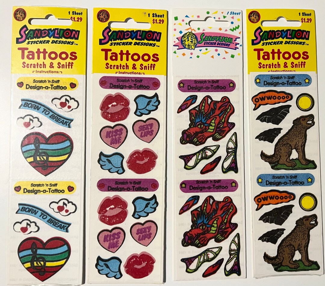 Vintage Sandylion Scratch N Sniff Tattoo Stickers. in Original ...