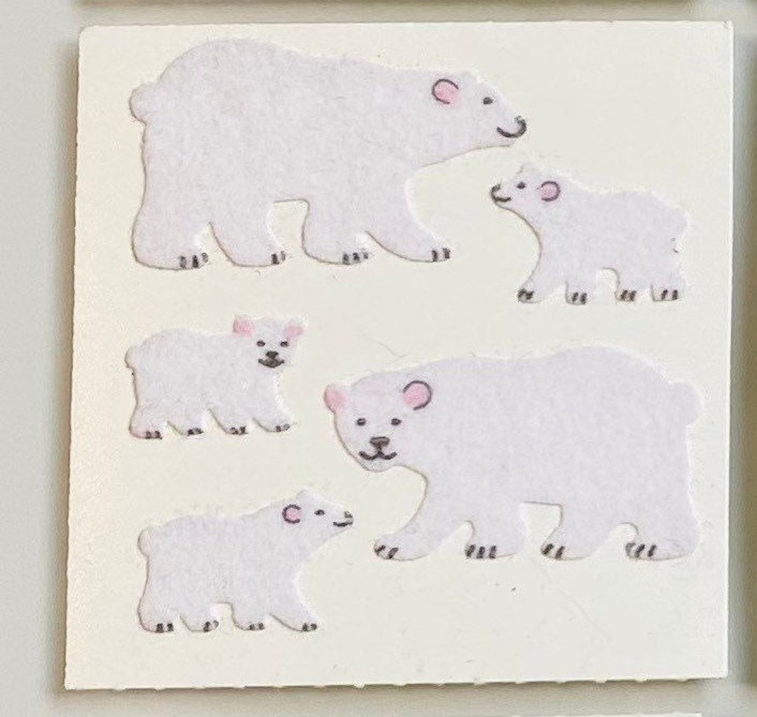 Vintage Rare Sandylion Fuzzy Polar Bear Stickers - Etsy
