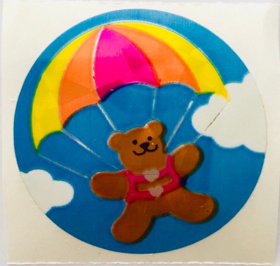 Vintage Sandylion Prismatic Mini Parachute Teddy Bear Sticker - Etsy