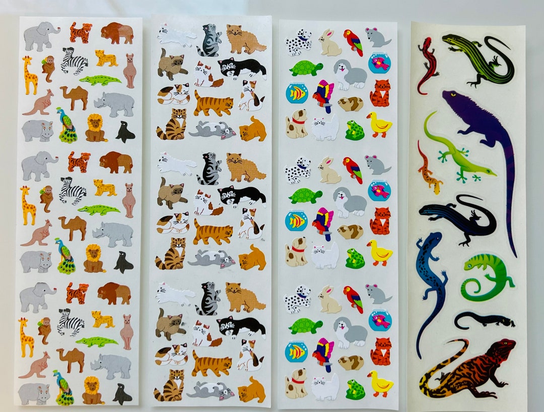 Vintage Rare Sandylion Animal, Lizards, Dogs, Cats, Sticker Strips - Etsy