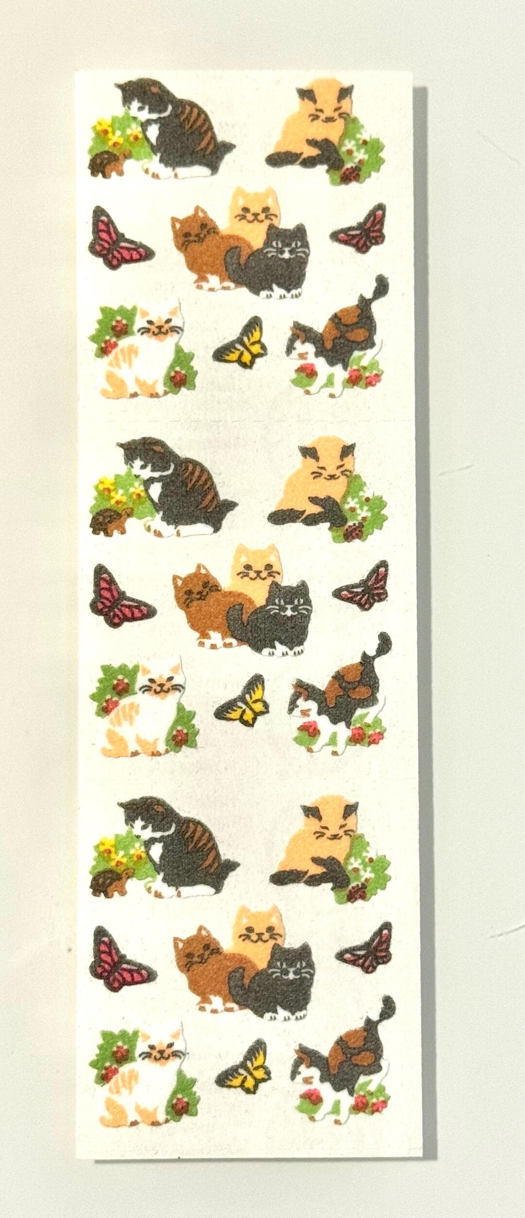 Vintage Rare Sandylion Fuzzy Cats Sticker Strip - Etsy