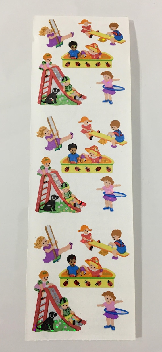 Vintage Sandylion Kids Playing Sticker Strip - Etsy