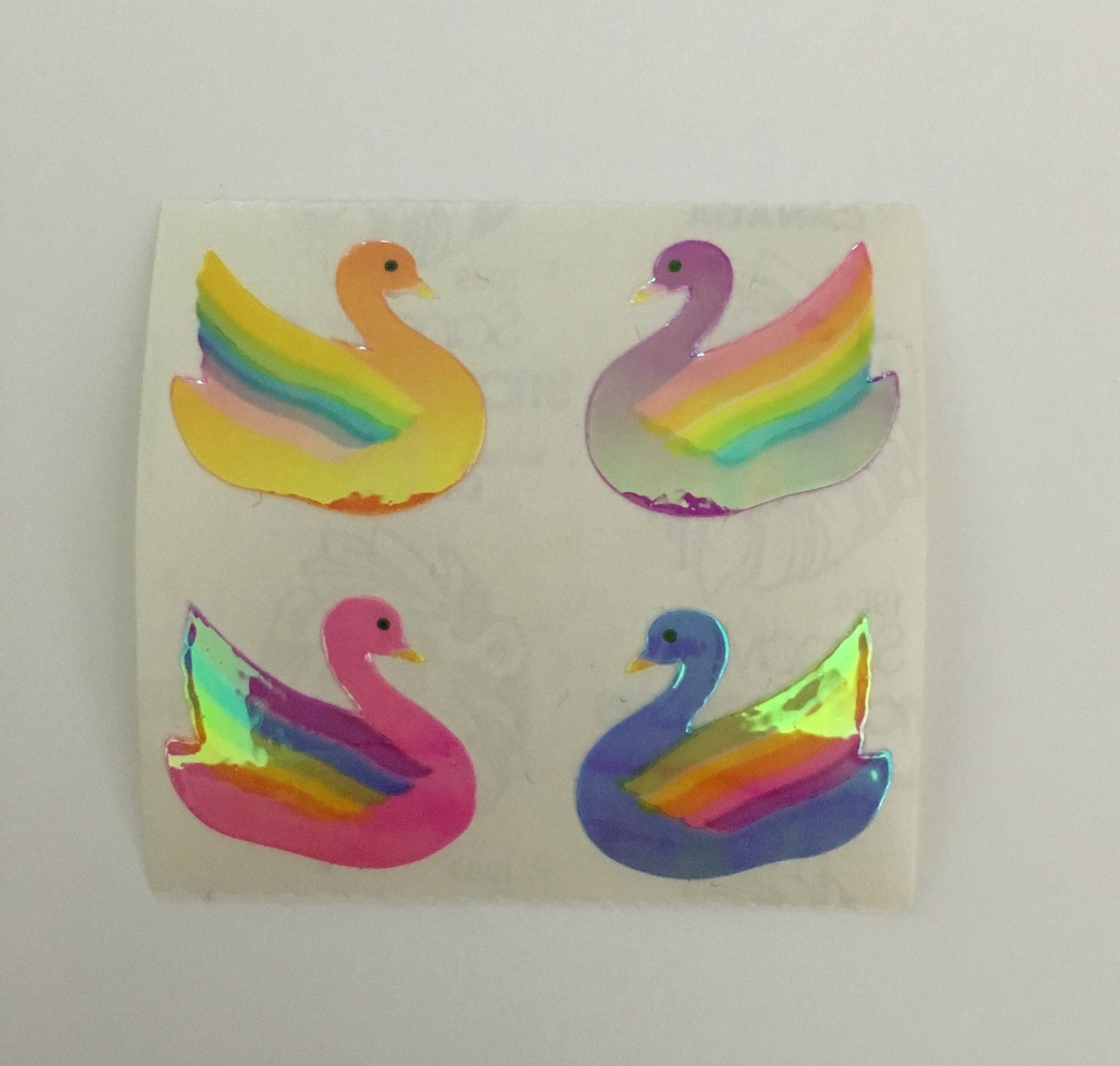 Vintage Sandylion Pearl Rainbow Swan Stickers - Etsy Canada