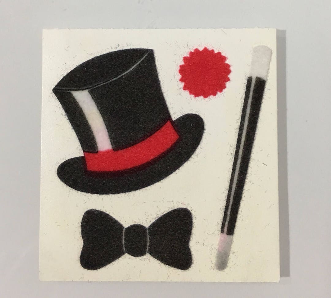 Vintage Sandylion Fuzzy Top Hat, Party, Celebration Magician Stickers ...