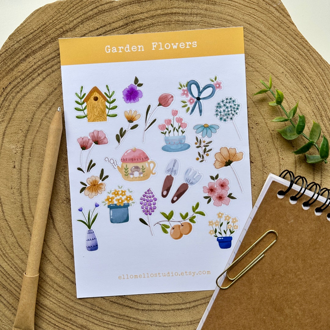Garden Flowers Sticker Sheet | 20 Stickers | Planner Stickers - Etsy